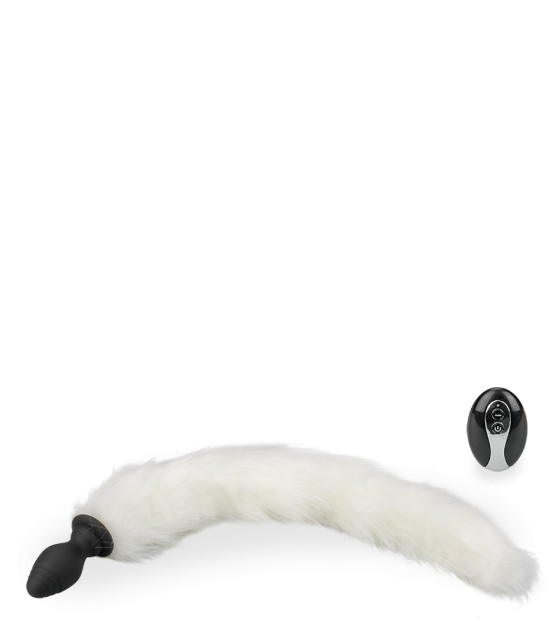 Plug vibrant avec queue fourrure synthétique blanche - LOVE AND VIBES